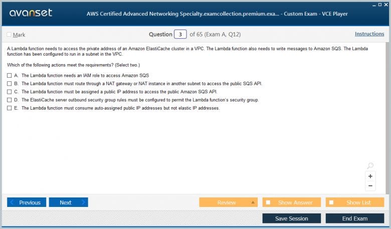 Amazon AWS Certified Advanced Networking - Specialty Test Practice Test ...