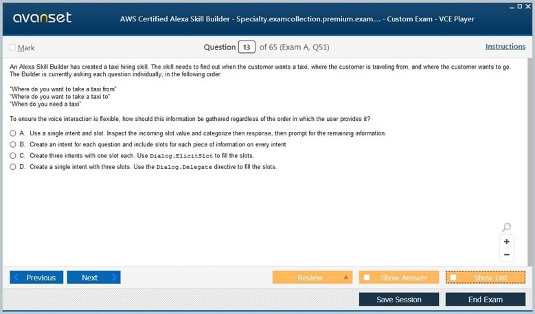 Amazon AWS Certified Alexa Skill Builder - Specialty Test Practice Test ...