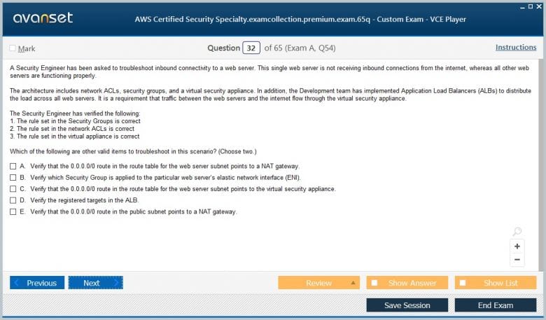 Amazon AWS Certified Security - Specialty Test Practice Test Questions ...
